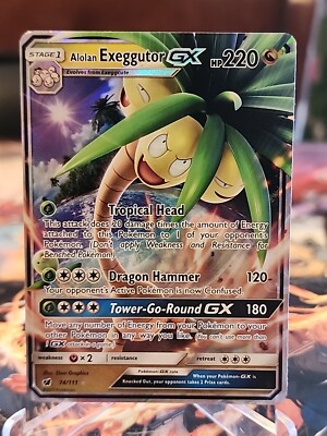 Alolan Exeggutor GX 74/111 - Crimson Invasion - Ultra Rare Holo Pokemon ...