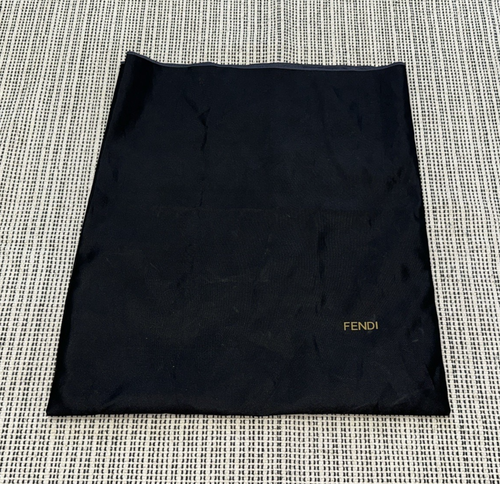 FENDI BLACK LOGO SOFT DUST BAG / COVER TIE STRING 16" x 17.5" MADE IN ...