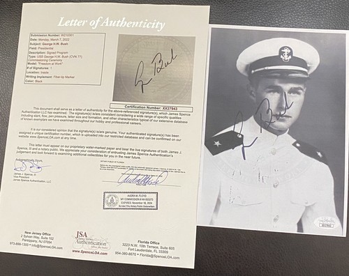 George HW Bush President Signed Navy Image Autograph JSA LOA (view all ...