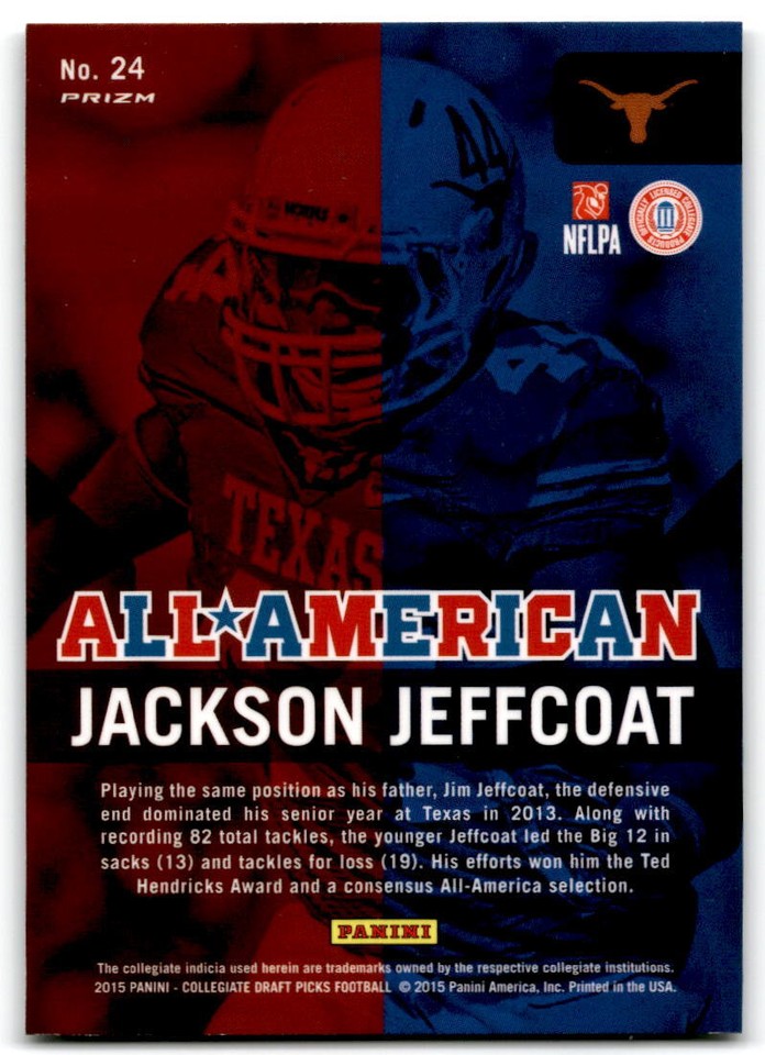 2015 Jackson Jeffcoat Panini Prizm Collegiate Draft Picks All Americans ...