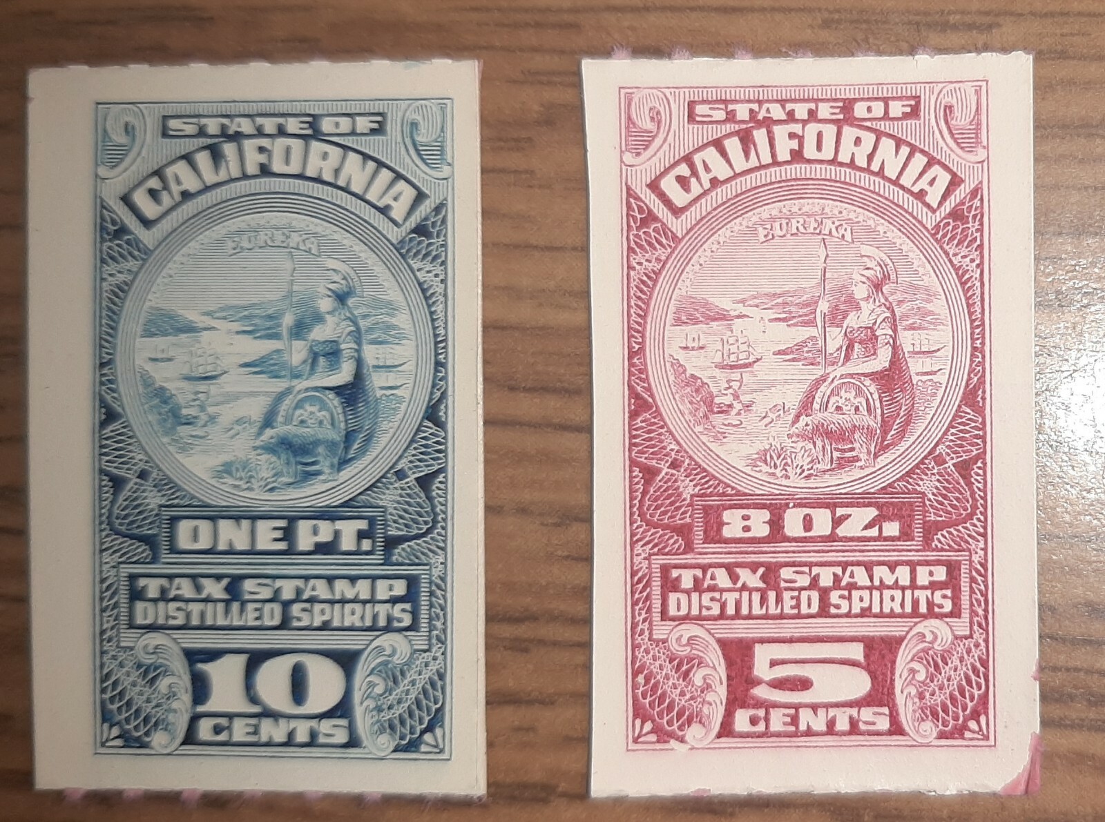 State of California Revenue Tax Stamps. Distilled Spirits. Set of 2 ...