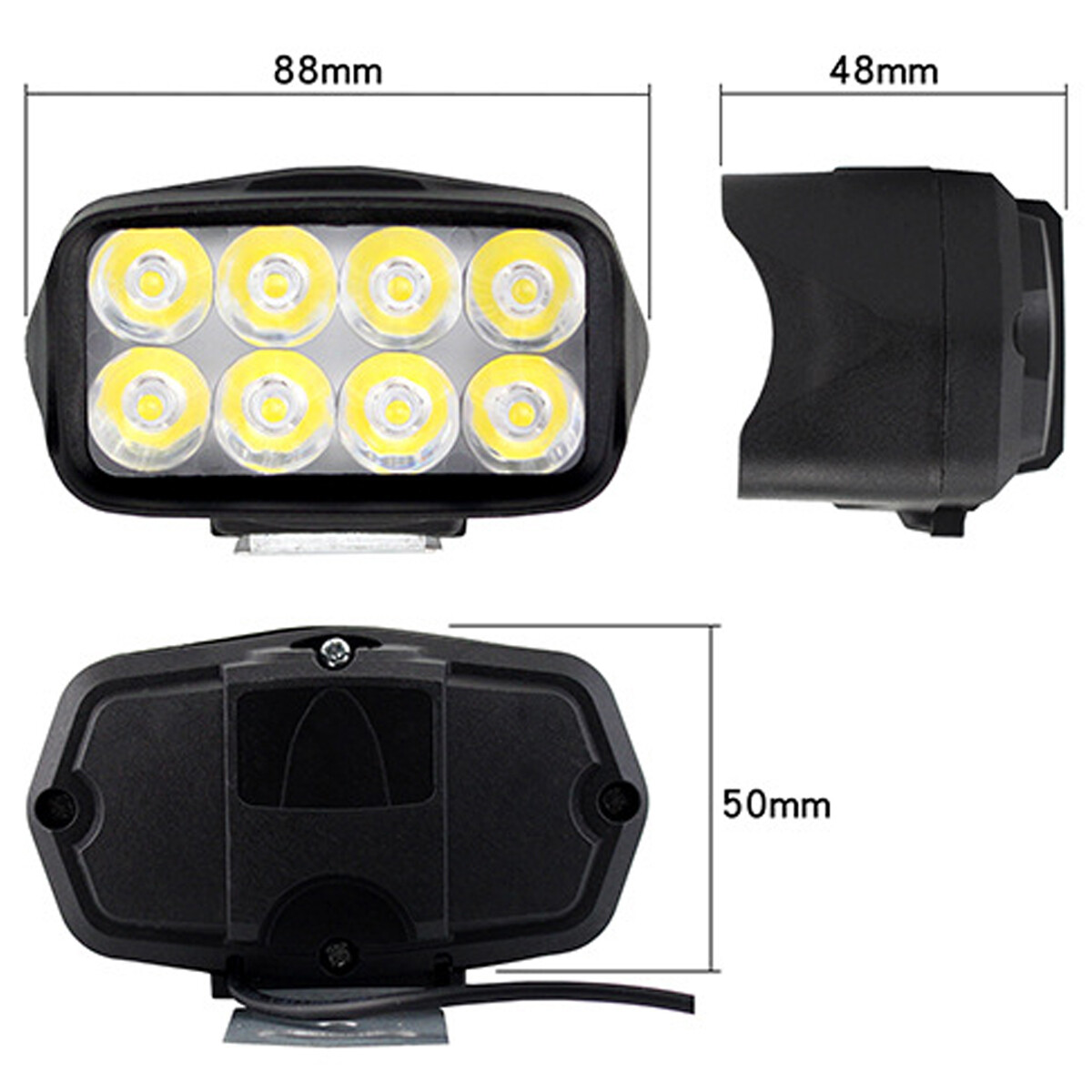 Motorcycle Driving Lights 12V 8 LEDs 1200lm Motorcycle Spotlight IP67 ...
