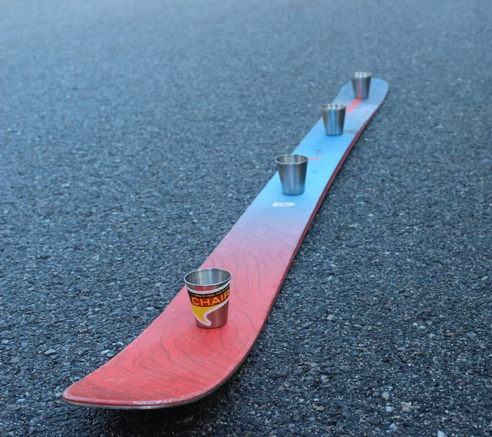 Shot Ski or ShotSki made with a real Snow Ski & 4 Stainless Steel Shot ...