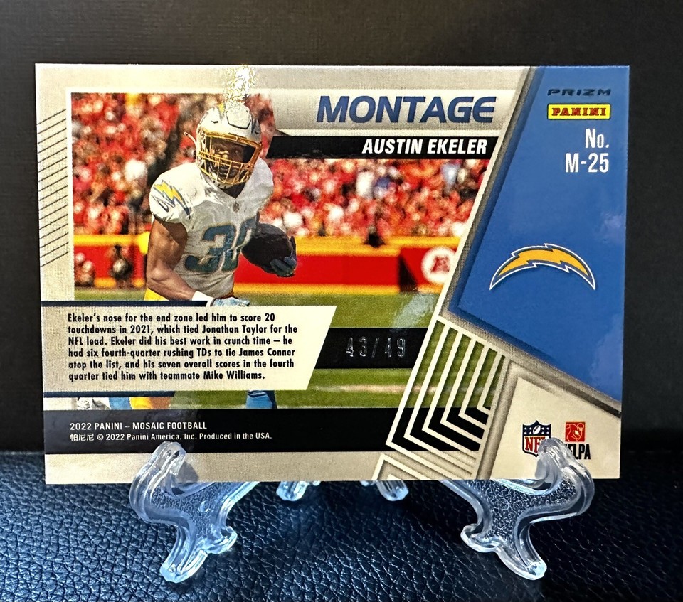 2022 Mosaic AUSTIN EKELER #/49 Purple Prizm Parallel Montage🔥NFL LA ...