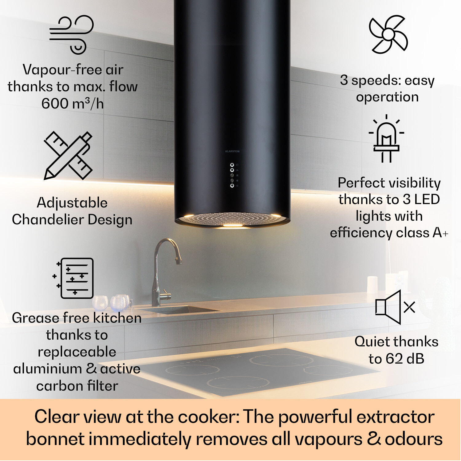 Cooker Hood Island Cooker Extractor Hood 38 cm Kitchen Ceiling Hood ...