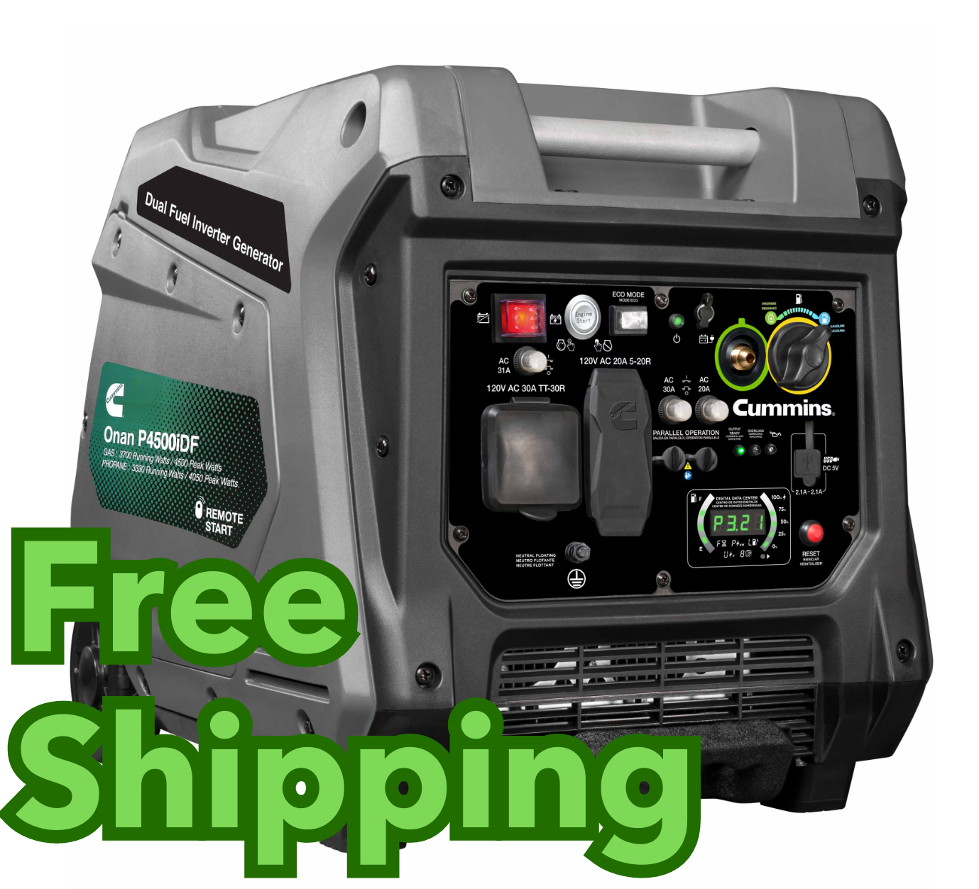 NEW Cummins/Onan P4500iDF Dual-Fuel (gas/propane) Inverter Portable ...