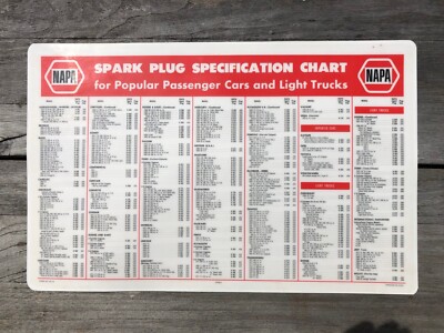 VINTAGE NAPA SPARK PLUG SPECIFICATION CHART 1971-1972 CHAMPION AC AUTO ...