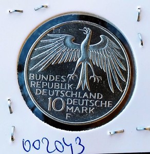10 Deutsche Mark (10 DEM) 1972 F, OLYMPISCHE SPIELE MUNCHEN 1972 ...