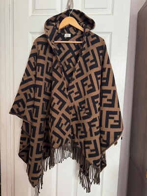 Authentic Fendi Poncho with Hood and Pockets 100% cashmere- sale ...