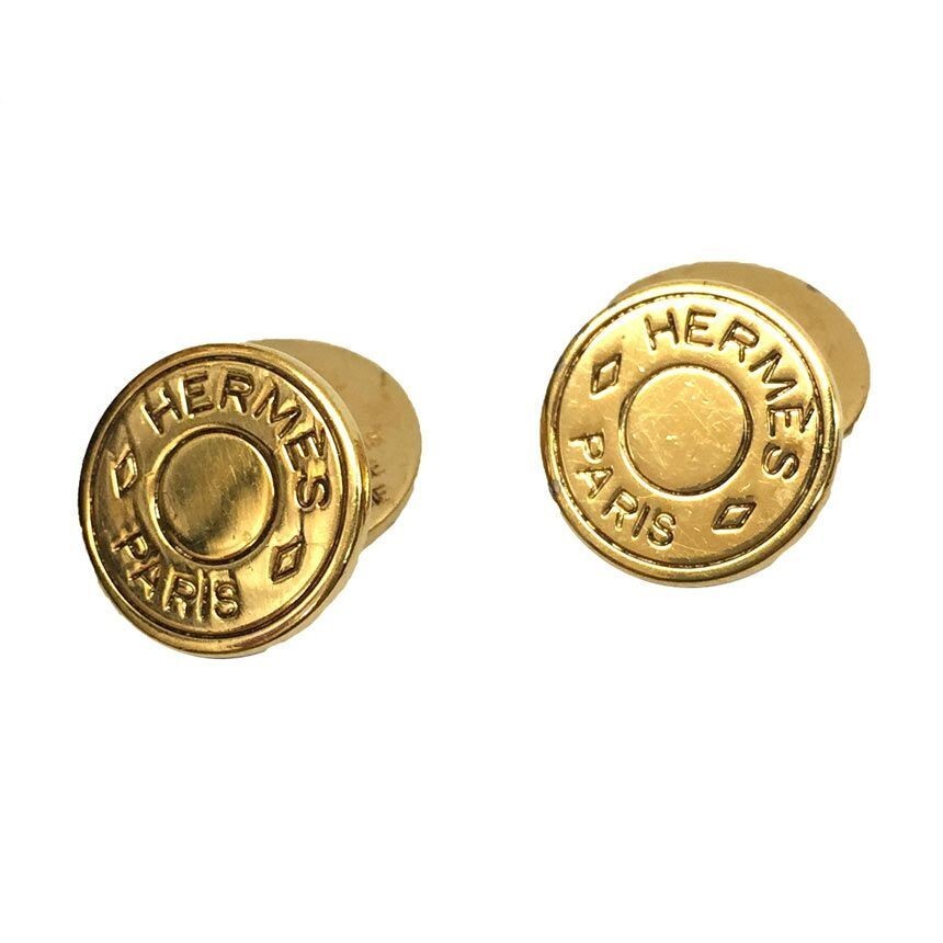 HERMES Paris Selle Serie Button Cuffs Cufflinks Gold … - Gem