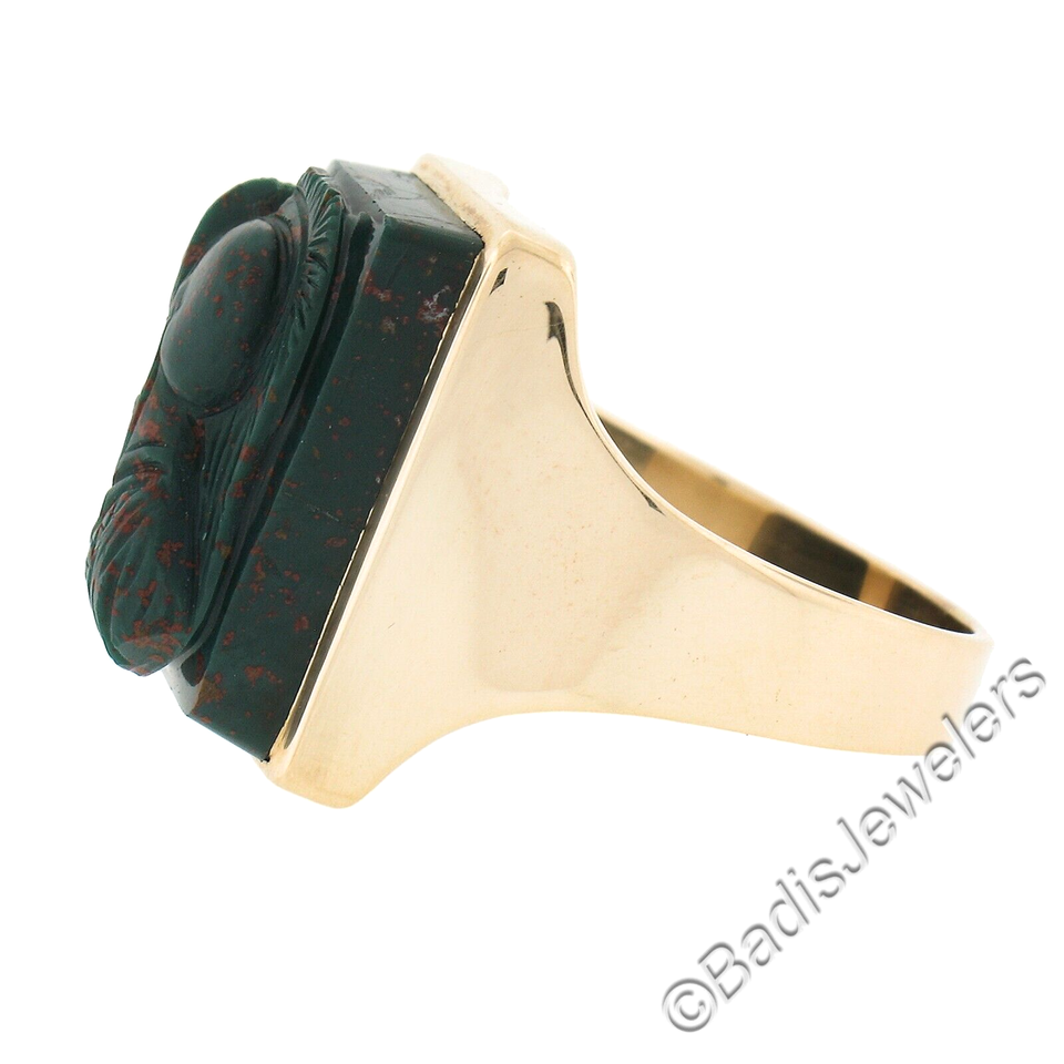 Vintage Men's 10K Yellow Gold High Relief Carved Trojan Knight Blood ...