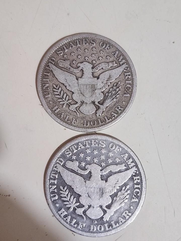1908 O & 1906 P BARBER SILVER HALF DOLLARS-- NICE FULL REVERSE RIMS | eBay