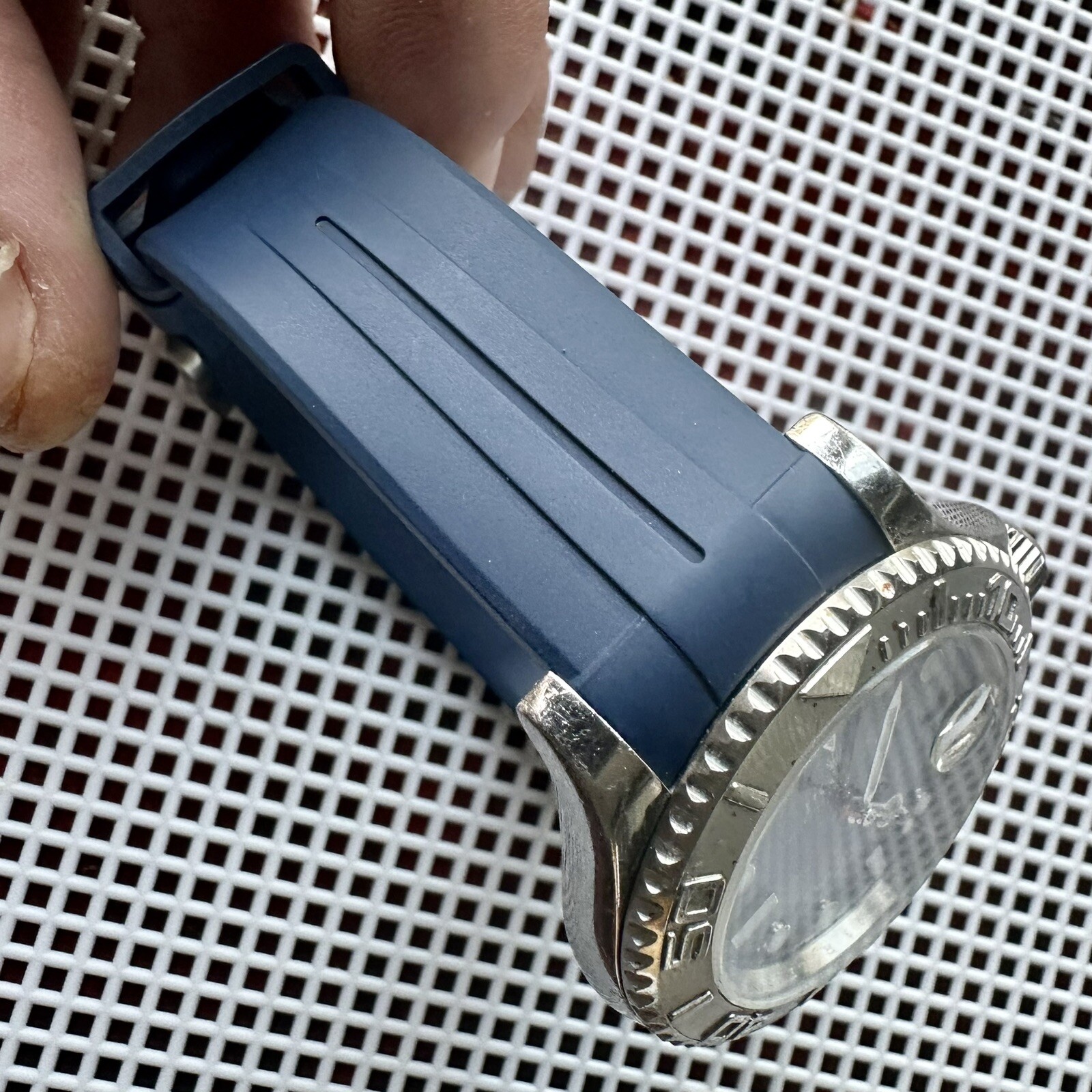 20mm BLUE Vulcanized Caoutchouc rubber Strap Rolex submariner ...