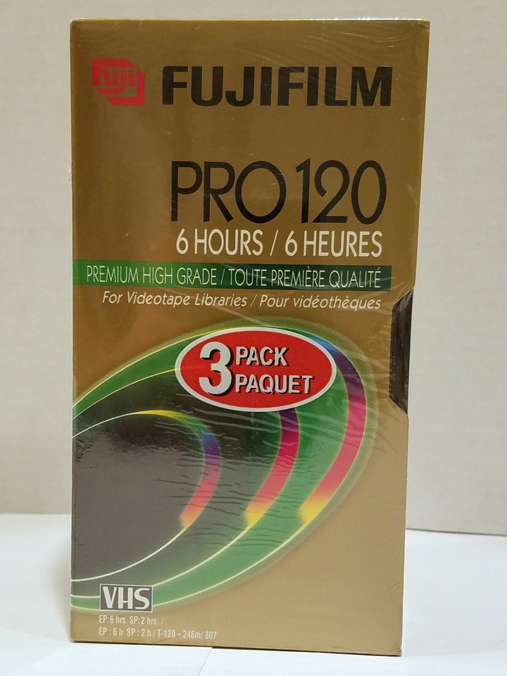 Fujifilm Pro 120 VHS Video Tapes 3 Pack Factory Sealed Fuji Blank VCR ...