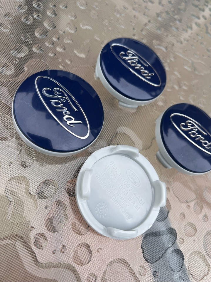 4 x 54mm Blue ford Alloy Wheel Centre Caps for most models Focus Fiesta ...