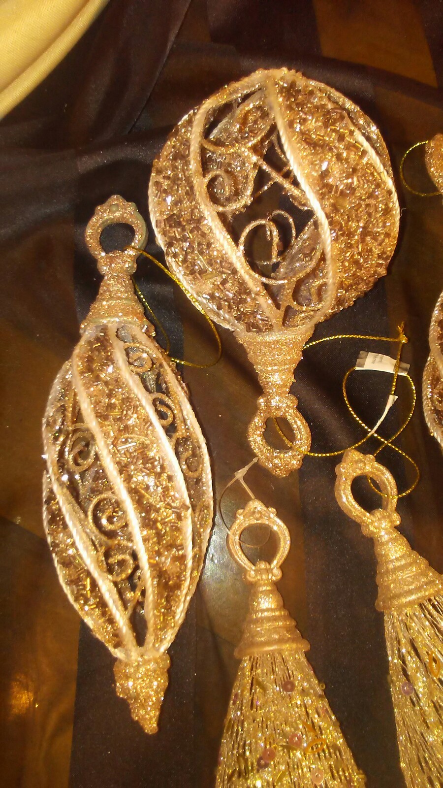 5 VTG Unique Pink Champagne Color Metal, Bead, Starch String Christmas ...