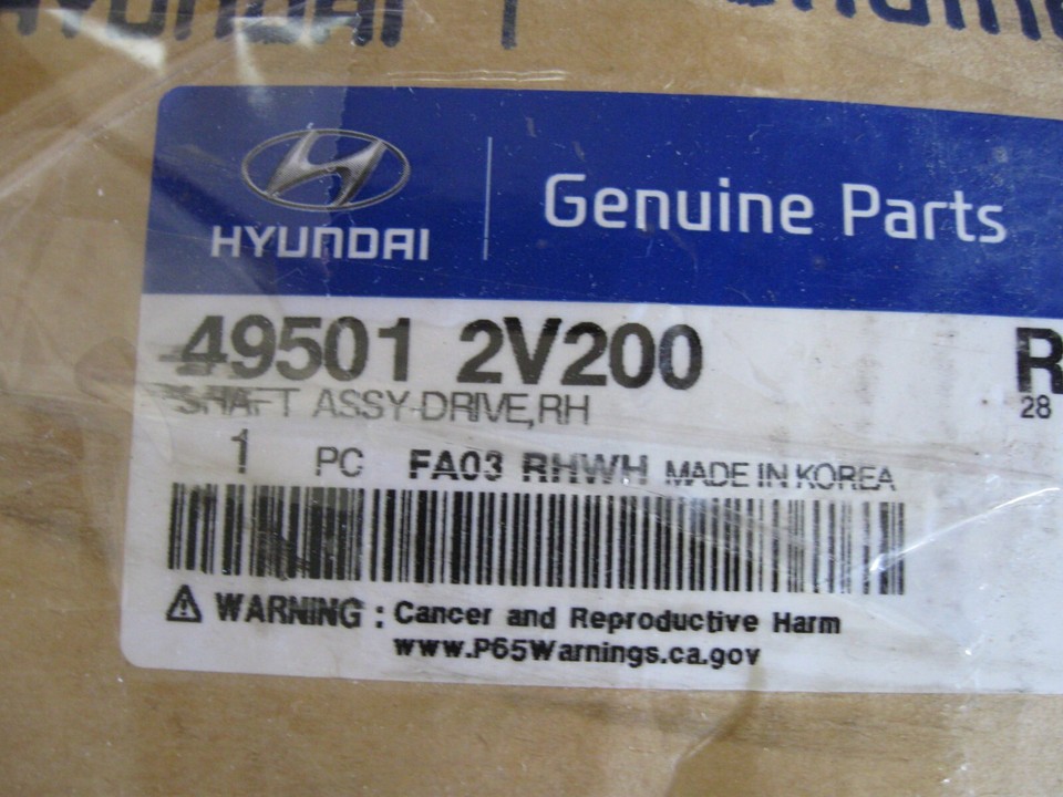 Hyundai 49501-2V200 Front Right Passenger CV Axle for 2012-2017 Hyundai ...