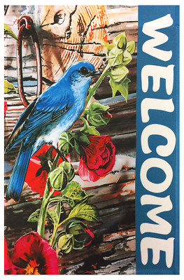 NEW Blue Bird Welcome Garden Flag 12"X18" Spring Decorative Flag ...