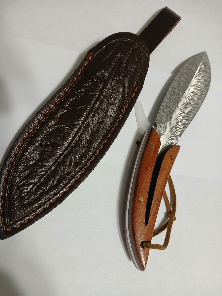 DAMASCUS LIKE SHEATH KNIFE EXCELLECT COND UNSHARPENED AND UNUSED NO ...