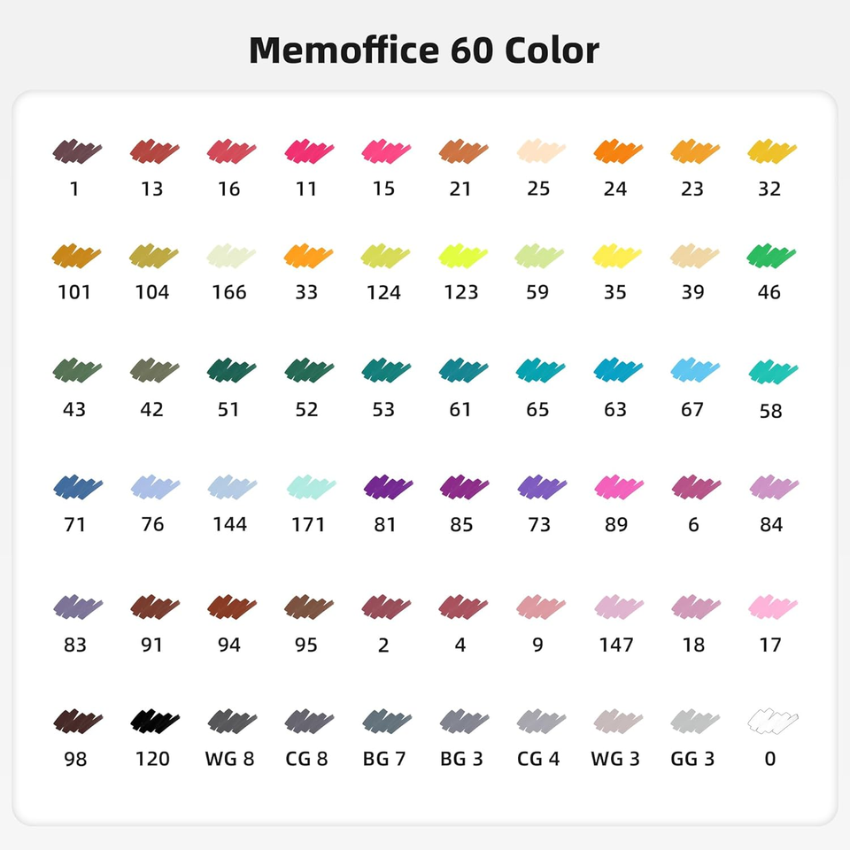 Memoffice 60 Colors Dual Tip Artist Alcohol Markers Set with Carrying ...