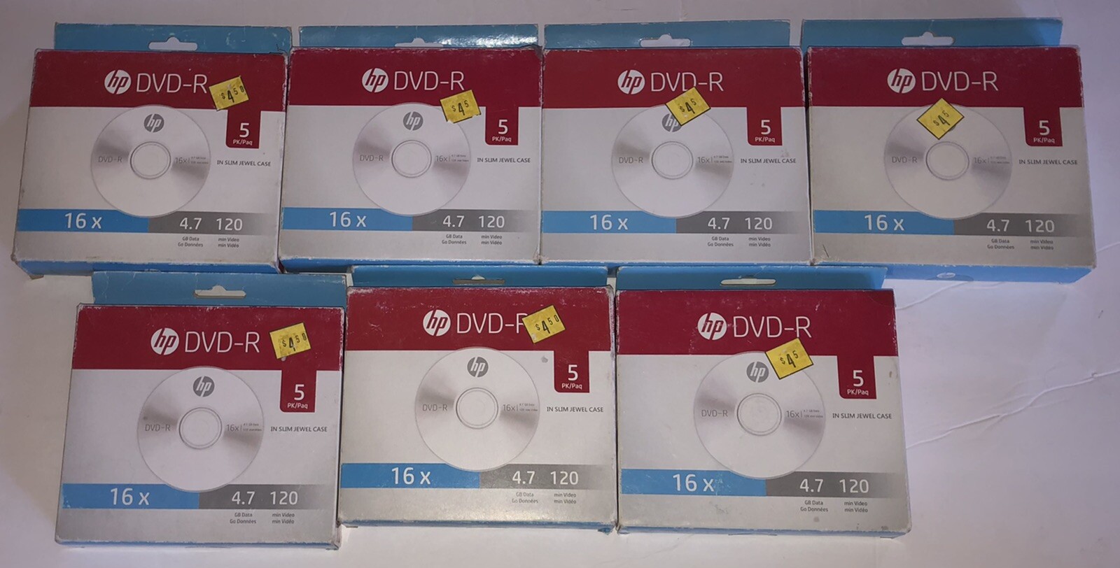 Lot 7 HP DVD-R (5) pk 16x 4.7 GB 120 min Blank DVDs in Slim Jewel Cases ...
