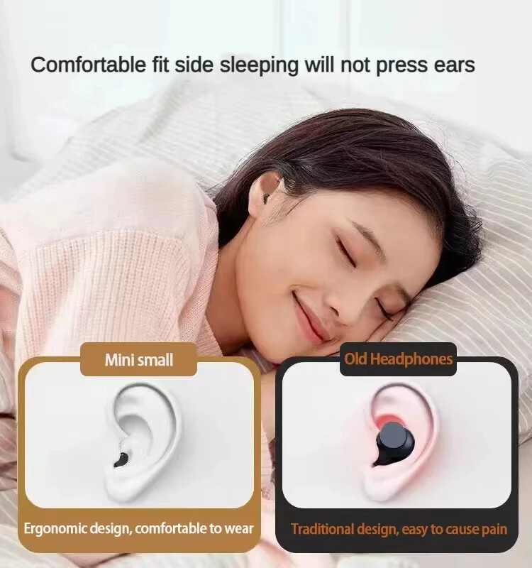 Mini Bluetooth Earphones Small Invisible Earbuds for Sleep Music Sports ...