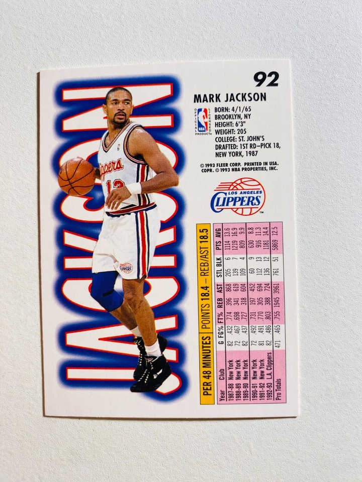 1993-94 FLEER #92 MARK JACKSON NM-MT NBA BASKETBALL CARD | eBay