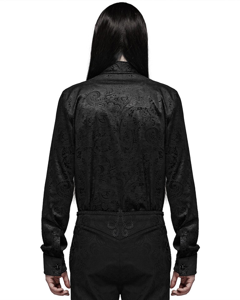 Punk Rave Mens Gothic Shirt Top Black Velvet Paisley Victorian ...