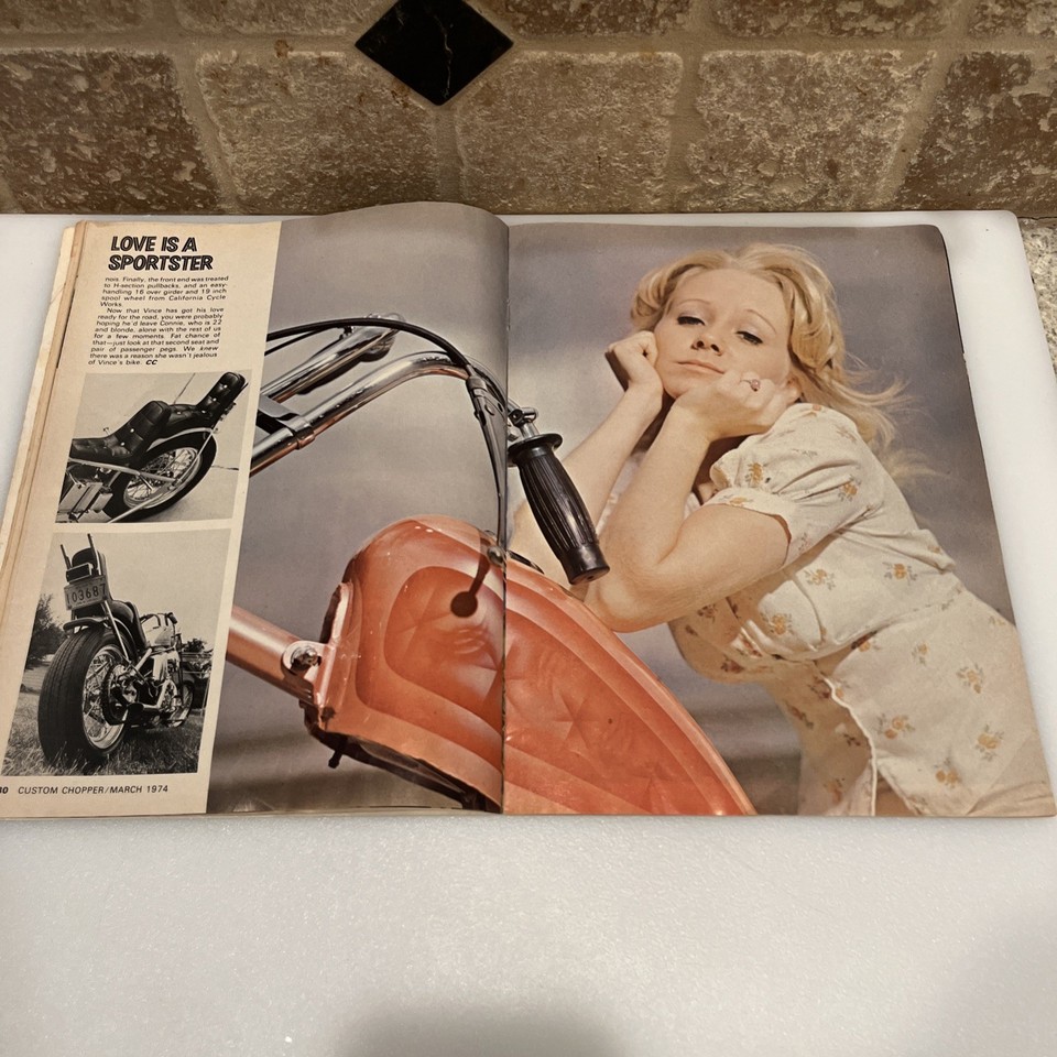 Custom Chopper MAGAZINE March 1974 Harley Davidson Cafe Racer 3/74 ...