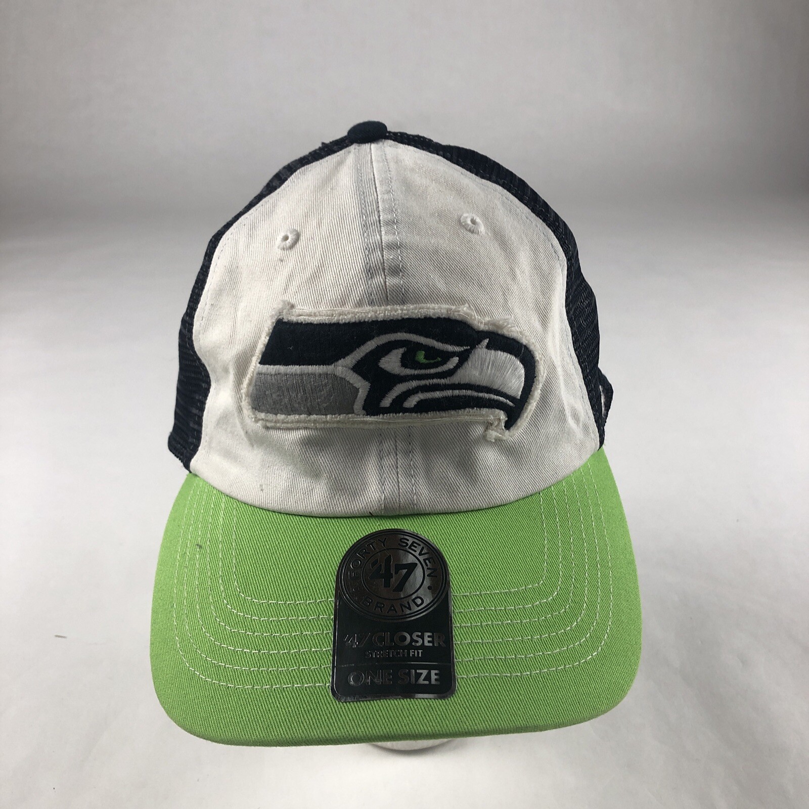 47 BRAND Seattle Seahawks NFL Logo Fitted Hat Cap Size OSFA 1-FIT Lime ...