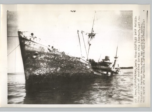 GERMAN SUNK SHIP 'Eisenach' Raised COSTA RICA Vintage 1941 Press Photo ...