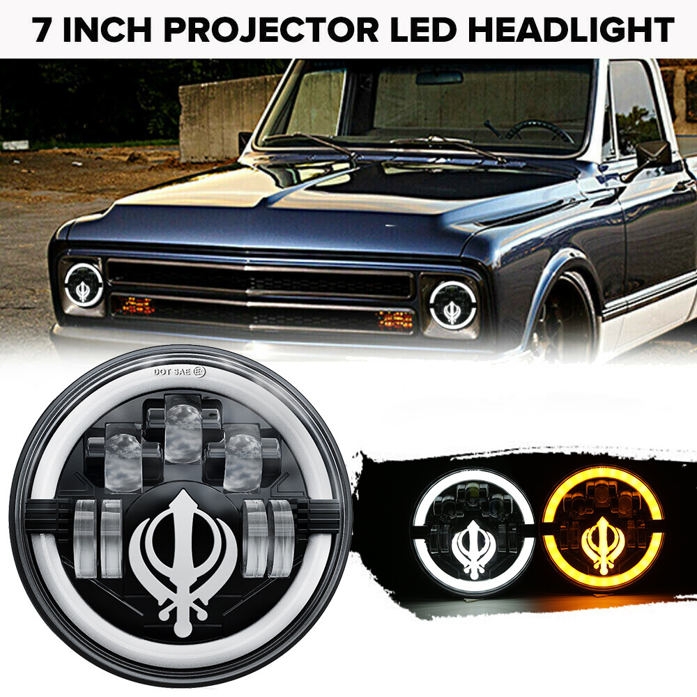 For 1967-1972 Chevy C10 Pair 7 inch LED Headlights Round DOT Approved ...