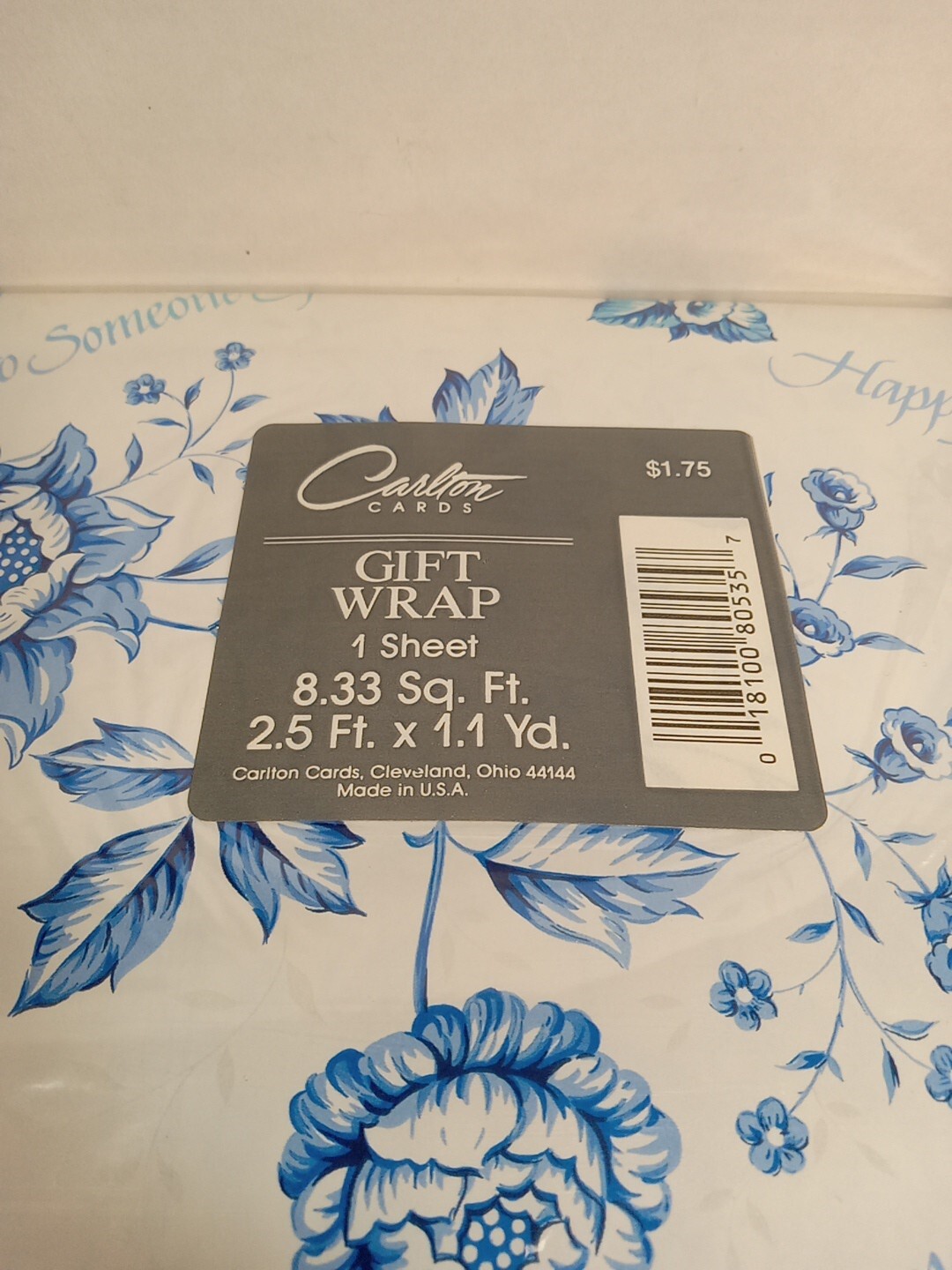 Vintage Carlton Cards Gift Wrap 1 Sheet 8.33 sq ft Happy Birthday To ...