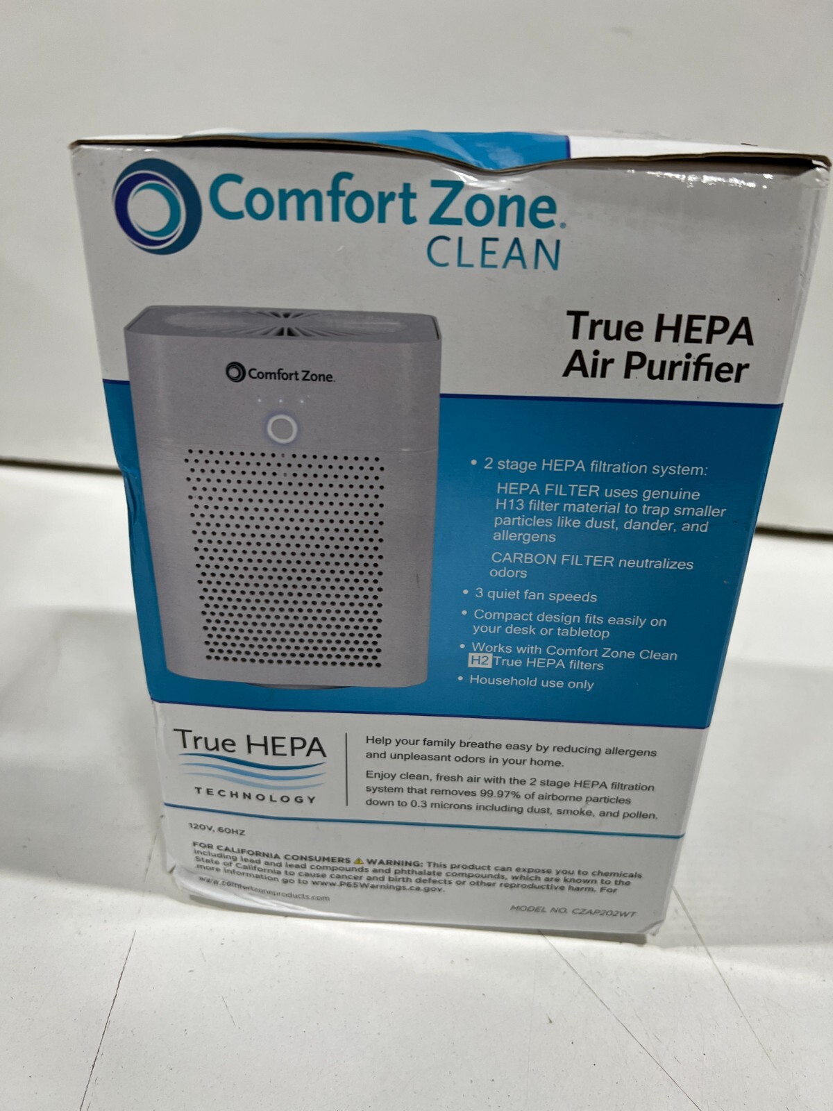 Comfort Zone Clean True HEPA Air Purifier | eBay