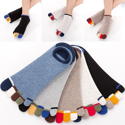 Fashion Men 5 Finger Cotton Ankle Sock Colorful Breathable Toe Sock For ...