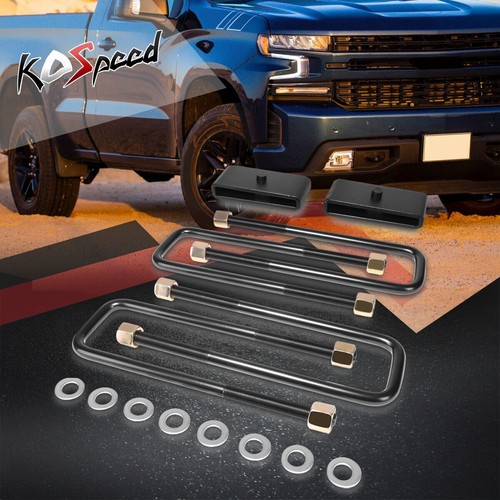 1" Rear Leaf Spring Mount Lift Blocks w/U-Bolts for 99-22 Silverado ...