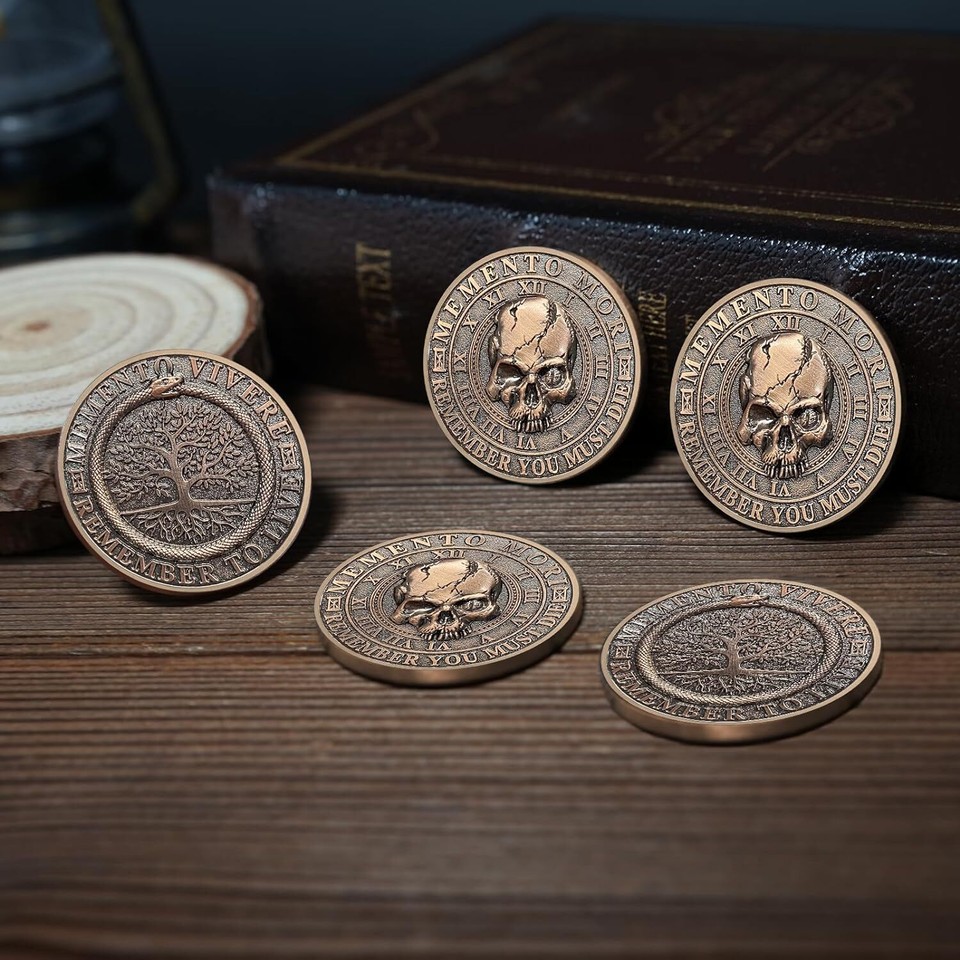 Memento Mori Memento Vivere Coin 3D Skull Challenge Coin Stoic Reminder ...