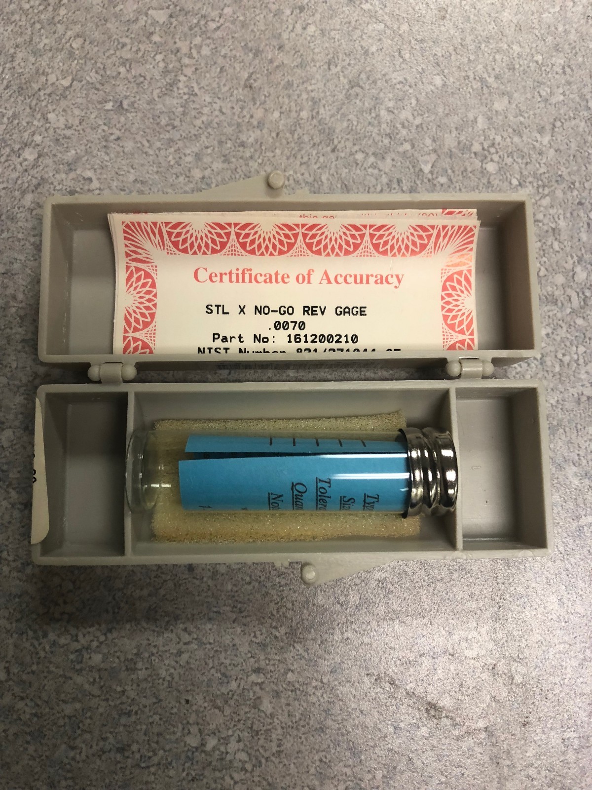 Vermont Gage STL X NO-GO Rev Gage 0070 P/N 161200210 | eBay