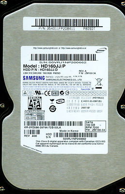 HD160JJ/P HD160JJ/D P/N: 354011FP208411 P80SDT, SAMSUNG SATA 160GB | eBay