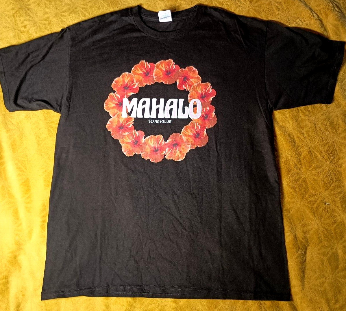 Mahalo Hawaiian t-shirt mens size Lg black blank + blue | eBay