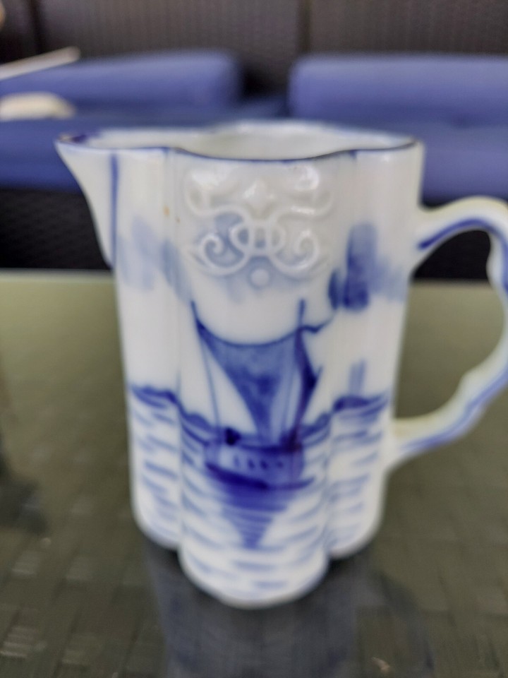 Vintage Delft Germany Porcelain Blue White Sailboat Creamer Milk ...
