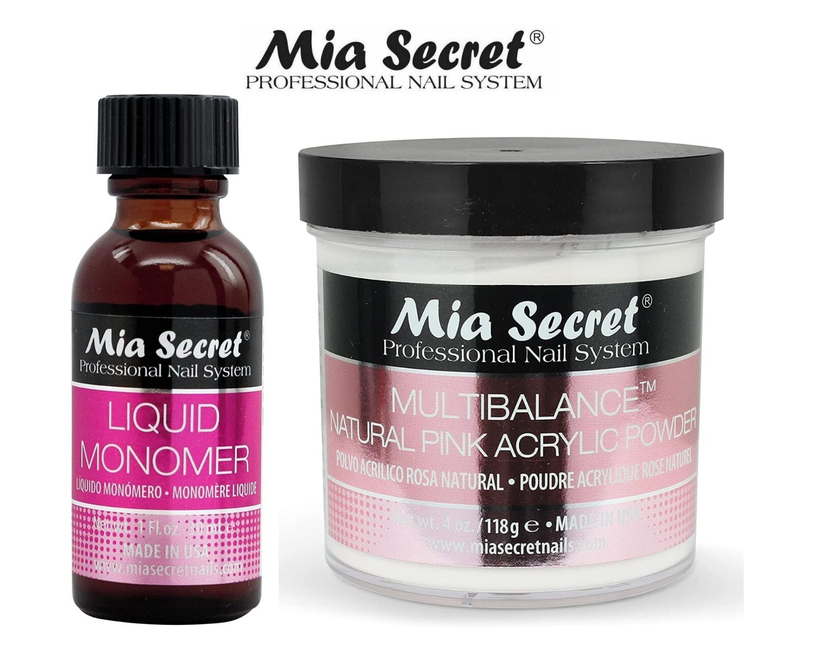 Mia Secret Liquid Monomer 1 oz with Natural Pink Acrylic Powder 8 oz | eBay