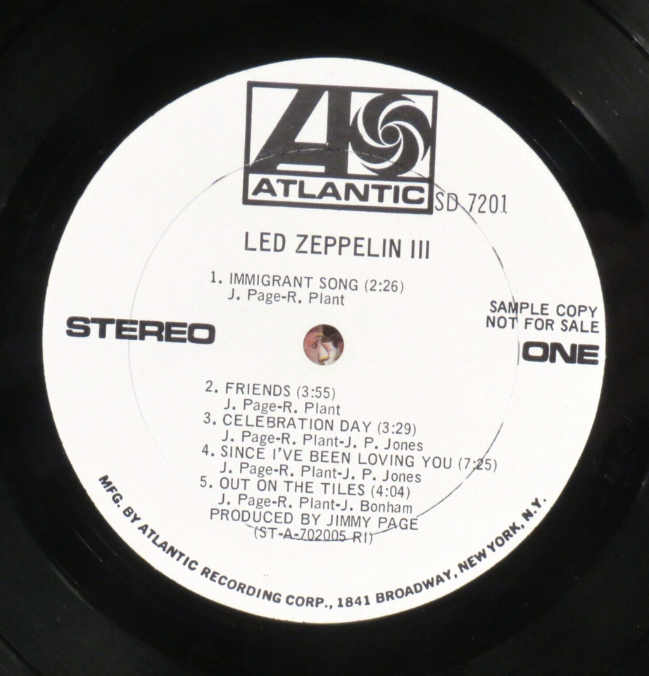 LED ZEPPELIN ‎– Led Zeppelin III 1970 1st US WL Promo LP EX J PAGE, R ...