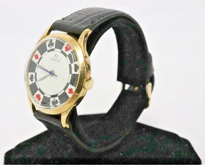 Omega 18k Rose Gold Watch Poker Naipes Dial - VERY RARE - Working Great ...