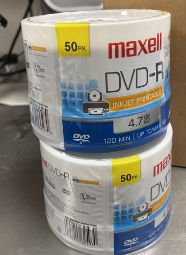 (2) 50 Pack Maxell DVD+R 4.7 GB 16x 120 Min Spindle Brand New Sealed ...