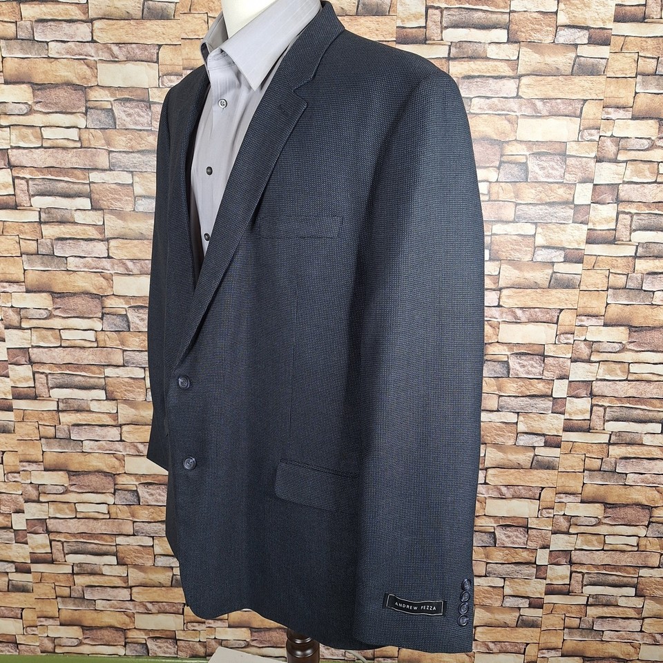 Andrew Fezza Sport Coat Jacket Mens 52L Gray Check Double Vented NWT | eBay