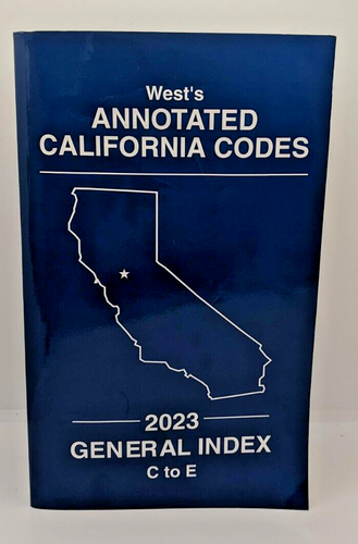 West's Annotated California Codes 2023 General Index C to E | eBay