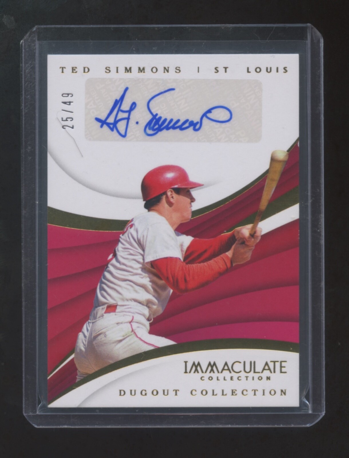 2018 IMMACULATE COLLECTION TED SIMMONS AUTOGRAPH #ED 25/49 CARDINALS ...