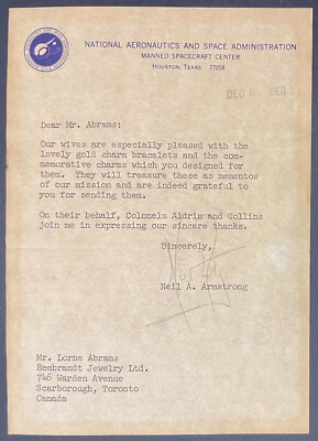 1969 Neil Armstrong Signed Letter NASA Letterhead Autographed JSA ...