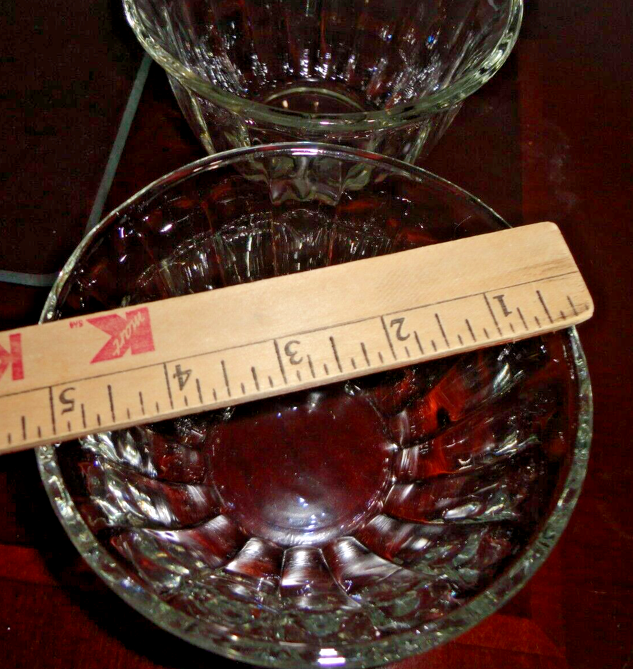 SET OF 2 HEAVY GLASS PANELED SIDES GENTLY FLARED RIM DESERT SALAD BOWLS ...